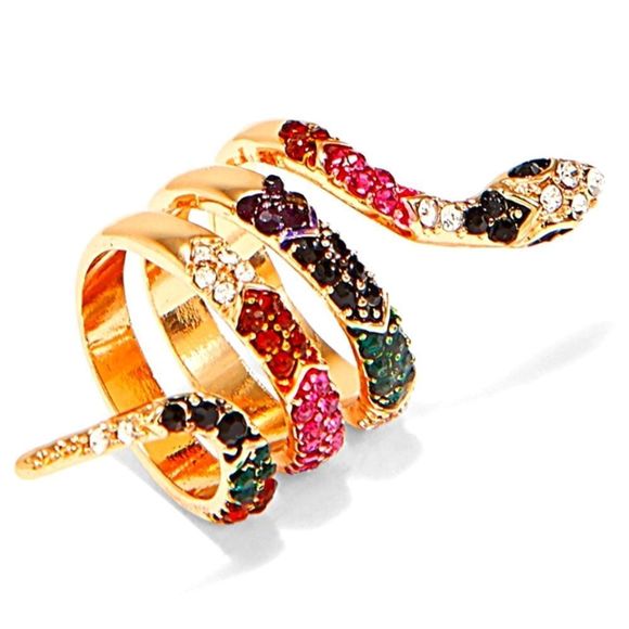 Aldo | Jewelry | Aldo Asalinmulticolor Snake Rhinestone Wrap Ring ...